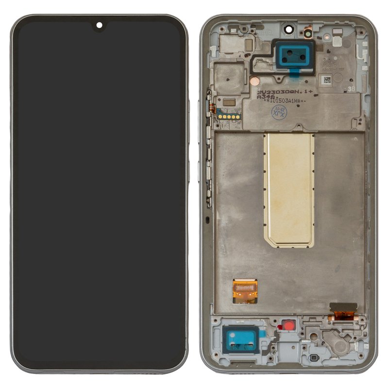 LCD compatible with Samsung A346 Galaxy A34 5G, (silver, with frame ...